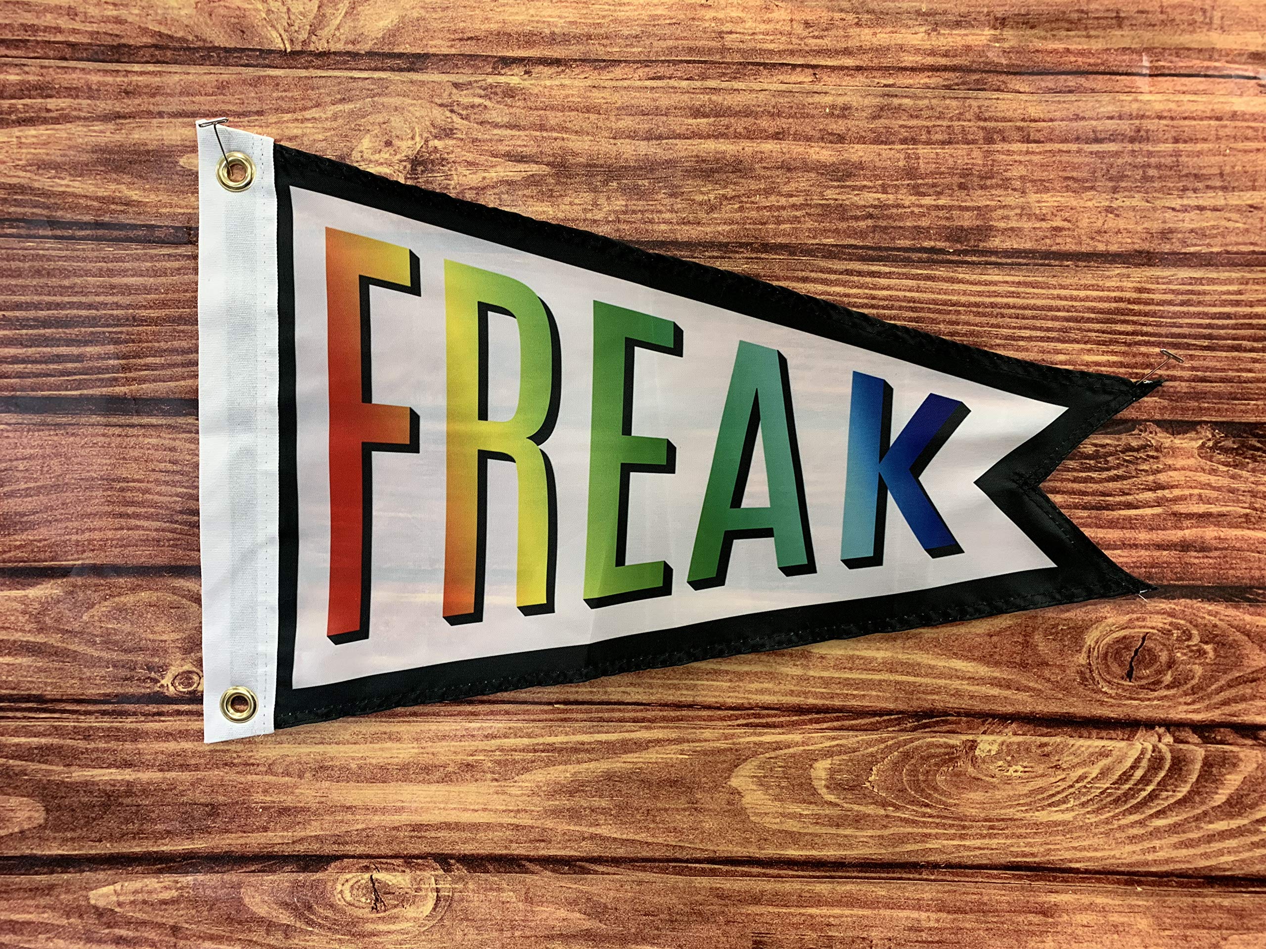 Let Your Freak Flag Fly! Rainbow 12x18", Durable All Weather Nylon Boat Flag Burgee, Proudly Made in The USA