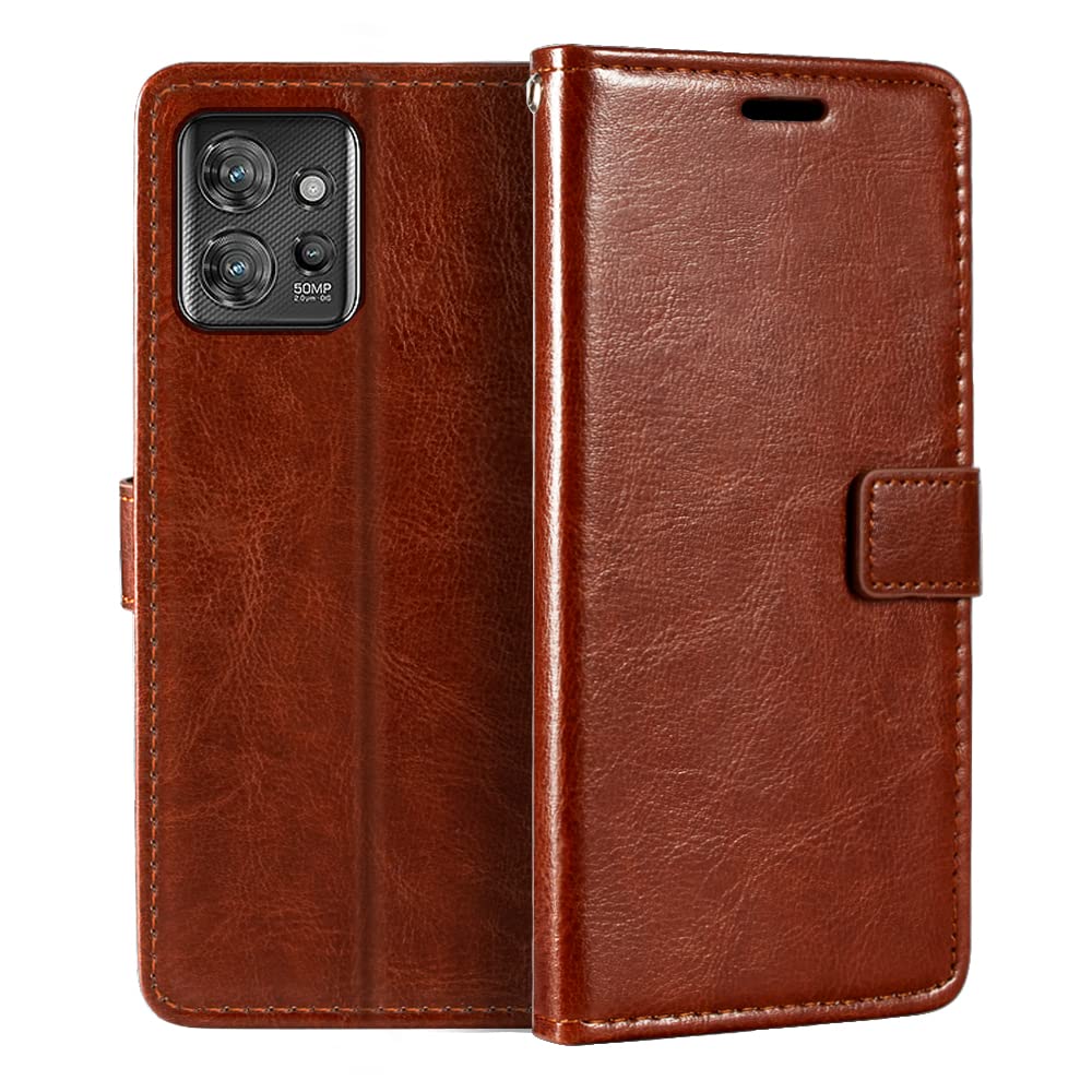 Shantime for Lenovo ThinkPhone 5G Case, Premium PU Leather Magnetic Flip Case Cover with Card Holder and Kickstand for Lenovo ThinkPhone 5G (6.6”) Brown