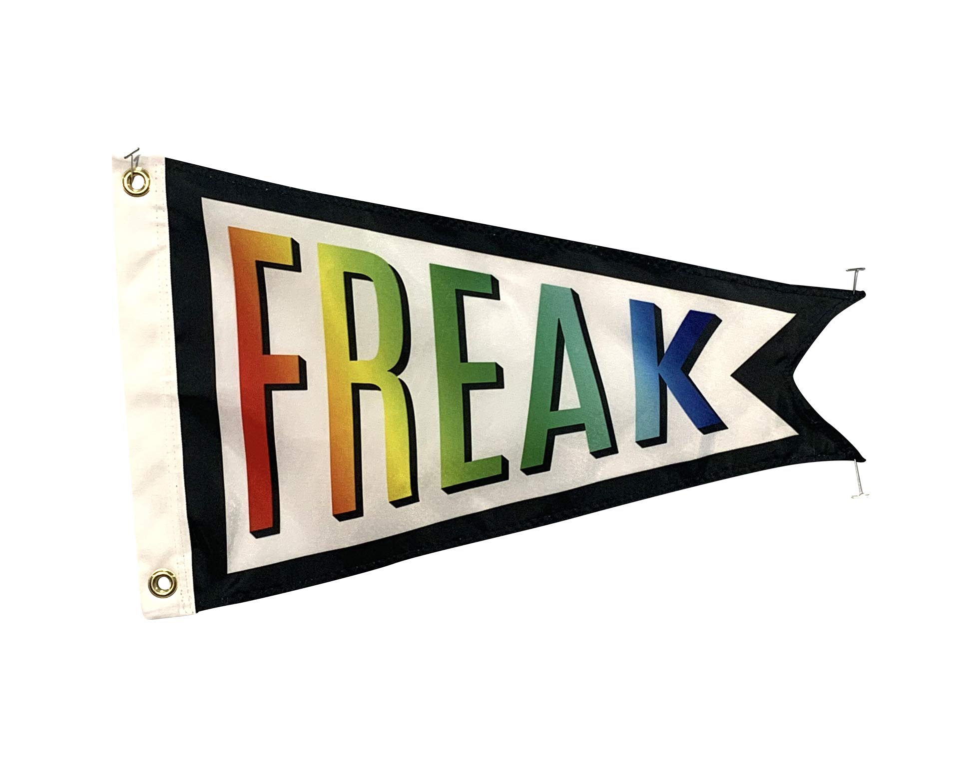 Let Your Freak Flag Fly! Rainbow 12x18", Durable All Weather Nylon Boat Flag Burgee, Proudly Made in The USA
