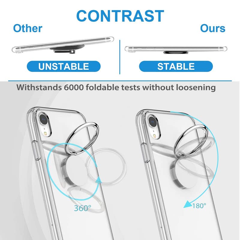 HGJTF Cover for Motorola ThinkPhone (6.6") with 2 X Tempered Glass Protective Film, 360° Cell Phone Metal Ring Holder, [Ultra-Thin Clear Soft TPU Shockproof Shell] Phone Case for Motorola ThinkPhone
