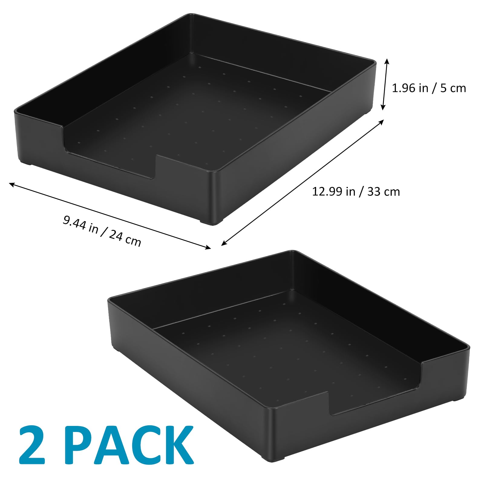 Stackable Letter Tray Paper Organizer, A4 Size Desk Holder for Letter Paper/Stationery/Desk Accessories, Black Holder File Organization for Office, School, Home Storage (2 Pack)