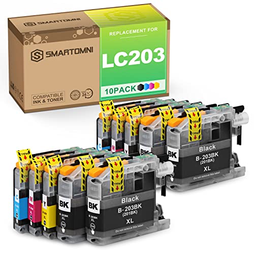 S SMARTOMNI Compatible LC203 LC201 Ink Cartridge Replacement for Brother LC203 XL LC201 XL for MFC-J460DW J480DW J485DW J680DW J880DW J885DW J4320DW J4420DW J4620DW J5620DW J5520DW J5720DW (10 Pack)
