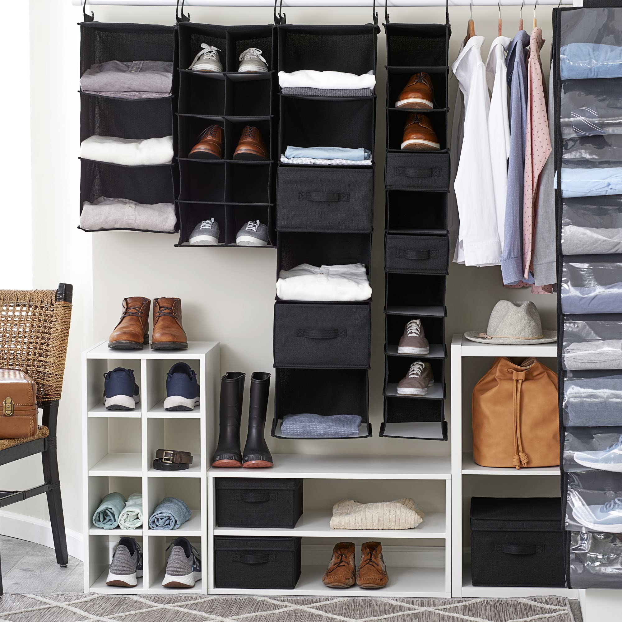 Household Essentials 311390 Hanging Shoe Storage Organizer for Closets -20 pocket - Natural Canvas