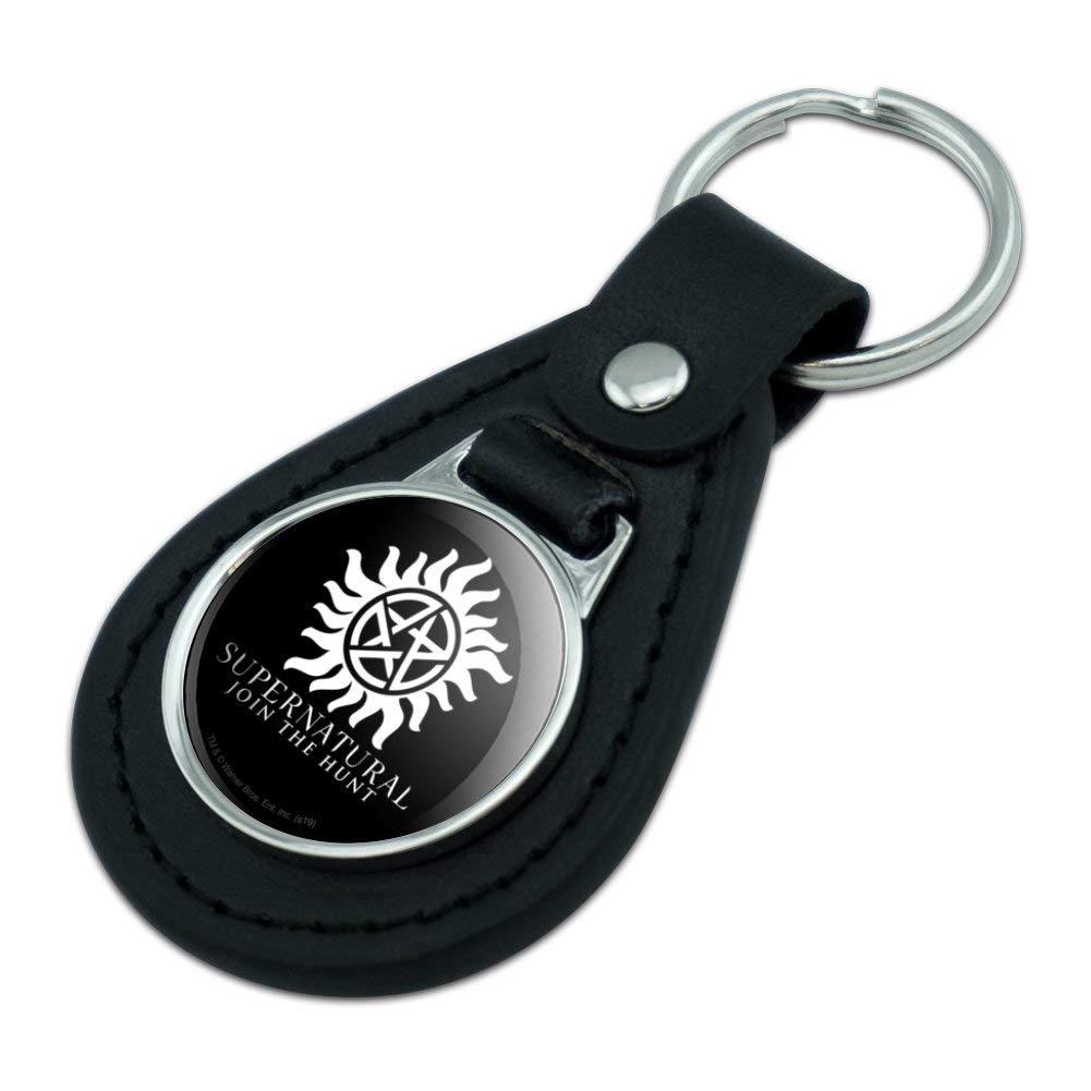 GRAPHICS & MORE Supernatural Anti Possession Symbol Black Leather Keychain