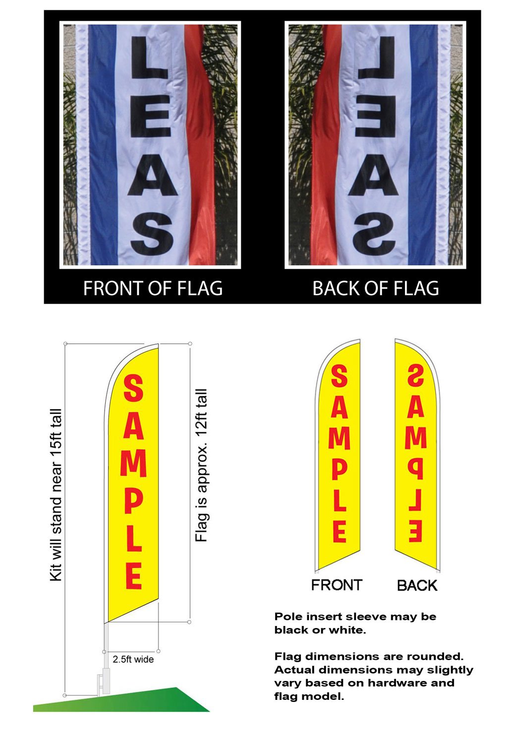 Now Hiring Four Pack of Advertising Feather Banner Swooper Flag Signs with Flag Pole Kits and Ground Stakes for Businesses, Patriotic Theme, 4pack