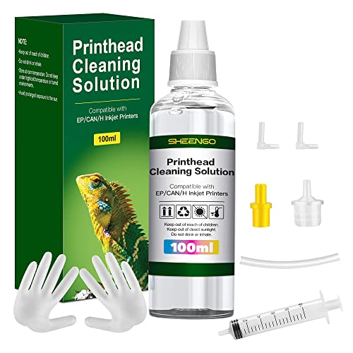 SHEENGO Universal Printer Cleaning Kit | Printhead Cleaning Kit for HP Canon Brother Inkjet Printers 8600 8610 ET-2650 WF-2650 WF-2750 WF-7710 WF-7720 ect, High Efficiency Premium Syringe, 100ML
