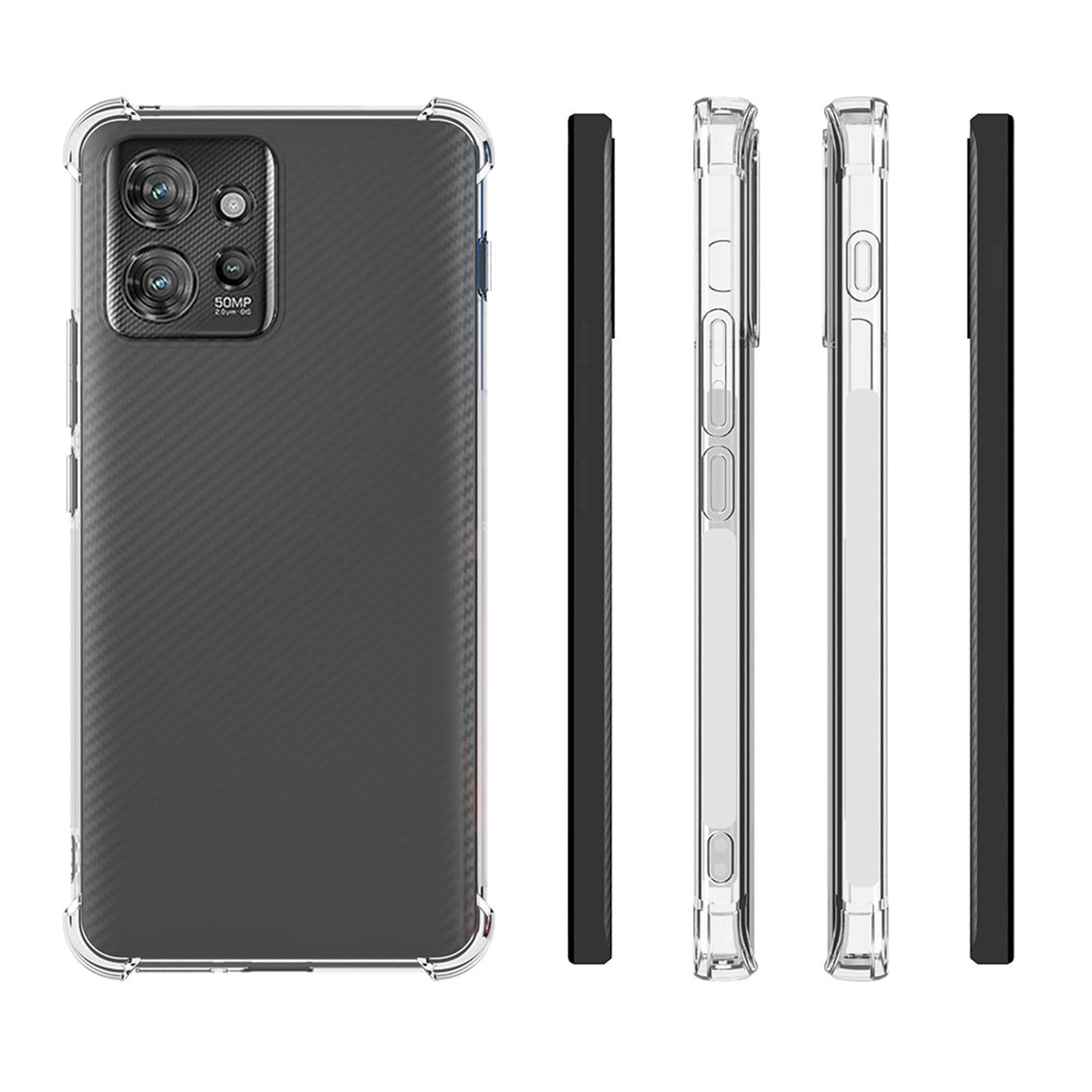 Compatible with Motorola ThinkPhone 5G Case Clear Slim Soft TPU Cover with Screen Protector (2 Pieces), Shock-Absorption Edge Bumper with Reinforced Corners Transparent Phone Case
