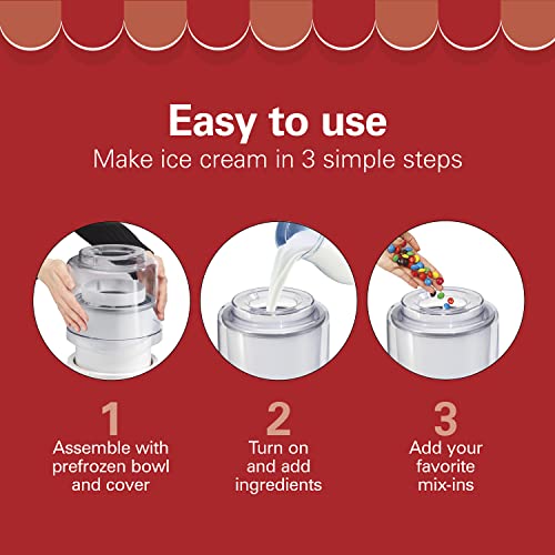 Hamilton Beach Electric Automatic Ice Cream Maker, Frozen Yogurt, Sorbet, Custard 1.5 Quart, White (68880)