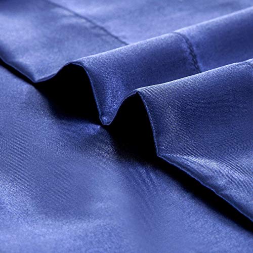 Cotton Home Depot Ultra Soft Silky Satin 4 Piece Sheet Set ( Flat Sheet + Fitted Sheet 16" Deep Pocket + 2 Pillow Cases ) Navy Blue Oversized Queen