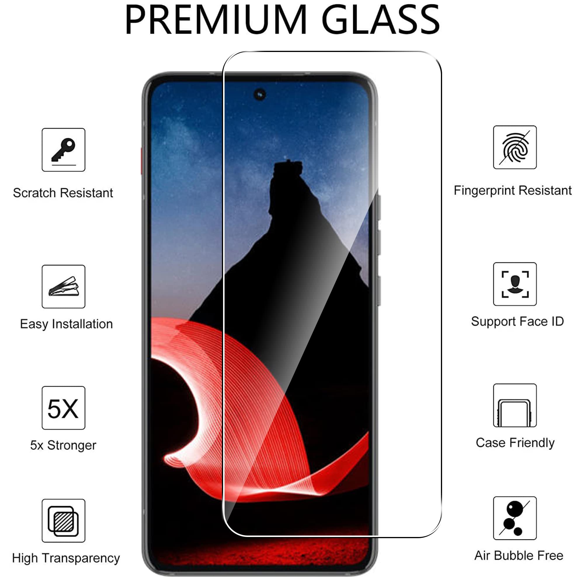 Suttkue for Motorola ThinkPhone Screen Protector, 9H Hardness Anti-Scratch Tempered Glass flim, Case Friendly, Anti-Fingerprint,Anti-Scratch (2 PACK)