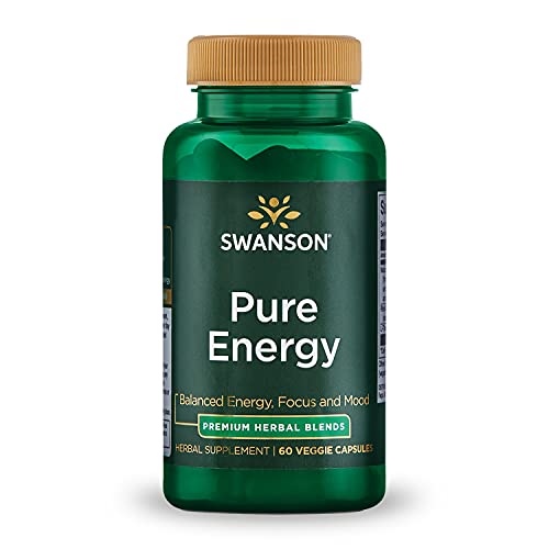 Swanson Pure Energy Metabolism Concentration Mental Focus Mood Support Stress Management Adaptogenic Herbs Herbal Supplement 60 Veggie Capsules (Veg Caps) Vegan