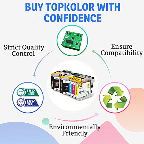 Topkolor LC20E Compatible Ink Cartridge Replacement for Brother LC20E XXL with Officejet MFC-J985DW MFC-J775DW MFC-J5920DW MFC-J985DWXL MFC-J775DWXL(4 Black, 2 Cyan, 2 Magenta, 2 Yellow) 10 Pack