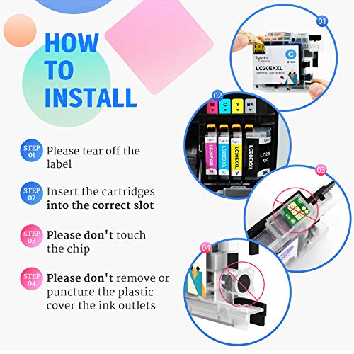 Topkolor LC20E Compatible Ink Cartridge Replacement for Brother LC20E XXL with Officejet MFC-J985DW MFC-J775DW MFC-J5920DW MFC-J985DWXL MFC-J775DWXL(4 Black, 2 Cyan, 2 Magenta, 2 Yellow) 10 Pack