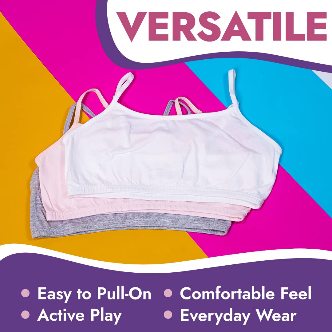 Popular Cotton Girls Training Bra - Crop Cami w Adjustable Straps. Bra Pack 5 PK Neu 7/8
