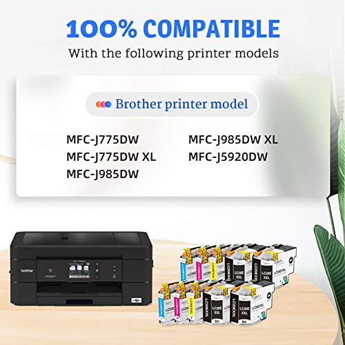 Topkolor LC20E Compatible Ink Cartridge Replacement for Brother LC20E XXL with Officejet MFC-J985DW MFC-J775DW MFC-J5920DW MFC-J985DWXL MFC-J775DWXL(4 Black, 2 Cyan, 2 Magenta, 2 Yellow) 10 Pack