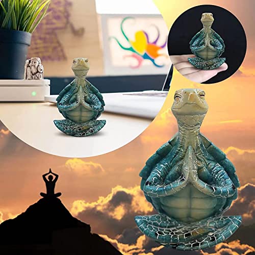 NIIAng Sea Turtle Meditation Home Decor, Meditating Figurine,Yoga Sea Turtle Figurine Decor,Tranquility Garden Statue Meditating Sea Turtle Sculptures for Collection