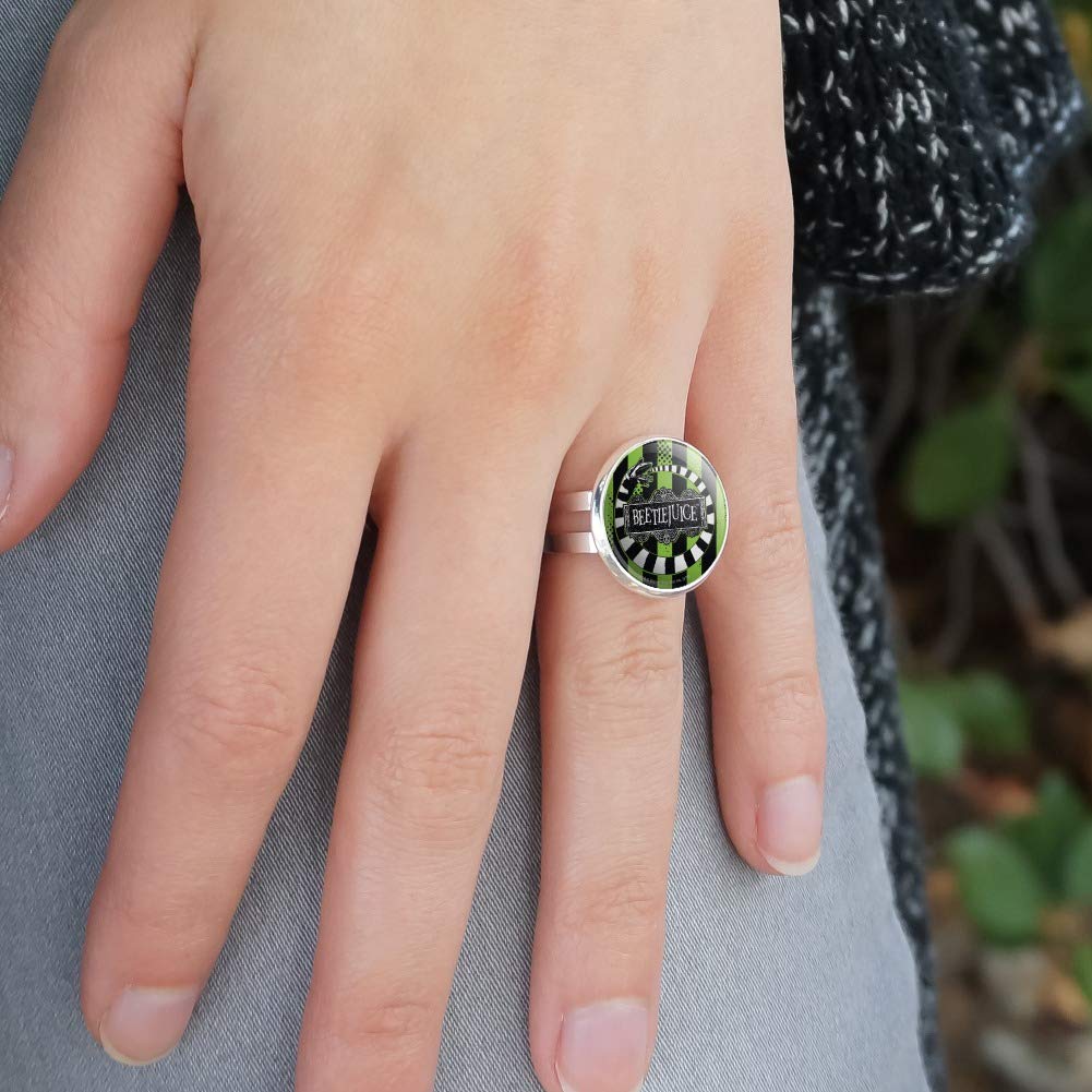 GRAPHICS & MORE Beetlejuice Beetle Worm Silver Plated Adjustable Novelty Ring