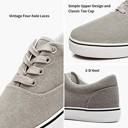 yageyan Men’s Low Top Canvas Walking Shoes Lace-up Fashion Sneakers Casual(GRA11) Grey