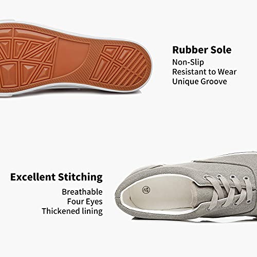 yageyan Men’s Low Top Canvas Walking Shoes Lace-up Fashion Sneakers Casual(GRA11) Grey