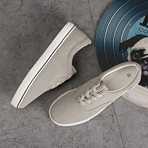 yageyan Men’s Low Top Canvas Walking Shoes Lace-up Fashion Sneakers Casual(GRA11) Grey