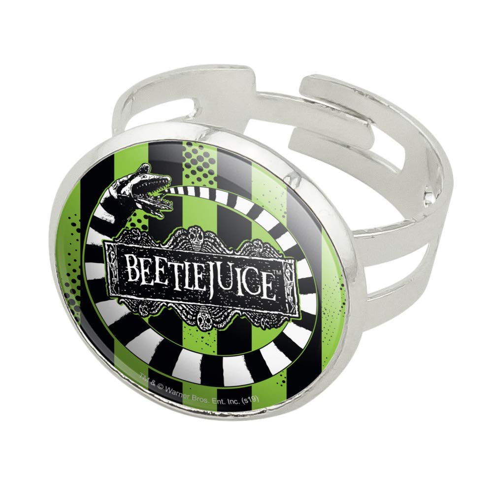 GRAPHICS & MORE Beetlejuice Beetle Worm Silver Plated Adjustable Novelty Ring