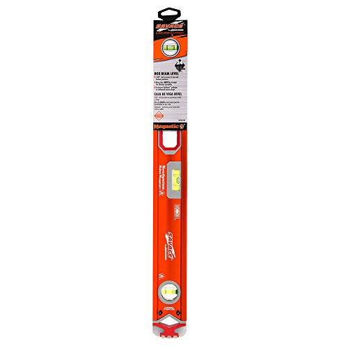 Swanson Tool Co SVB24M 24 inch Savage Magnetic Annodized Aluminum Box Beam Level with Gelshock End Caps and 3 Bubble Vials for 0°/90°/45° Measurements—Contractor Series