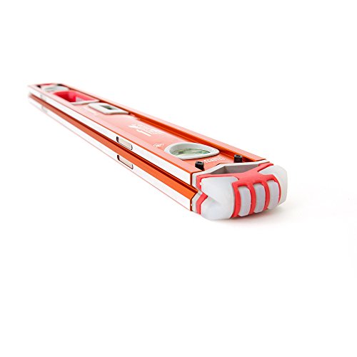 Swanson Tool Co SVB24M 24 inch Savage Magnetic Annodized Aluminum Box Beam Level with Gelshock End Caps and 3 Bubble Vials for 0°/90°/45° Measurements—Contractor Series