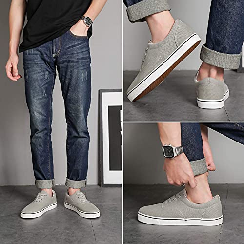 yageyan Men’s Low Top Canvas Walking Shoes Lace-up Fashion Sneakers Casual(GRA11) Grey