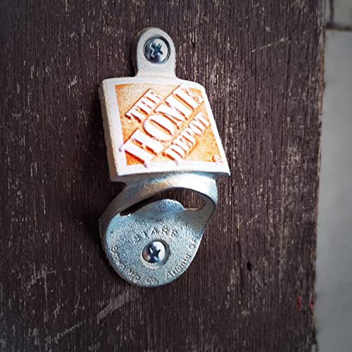 Home Depot Wall Mount Bottle Opener, 3 1/8" x 2 5/8" x 1 1/4", Silver