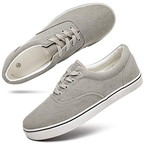 yageyan Men’s Low Top Canvas Walking Shoes Lace-up Fashion Sneakers Casual(GRA11) Grey