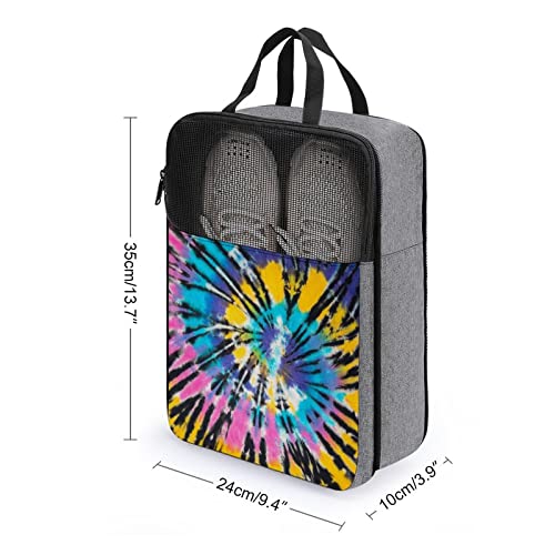 Frcavbin Rainbow Spiral Tie Dye Travel Shoe Bag Shoes Carrier with Handle and Zipper Foldable Shoe Puches Organizer for Home storage School starts