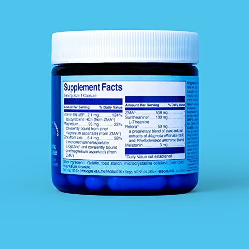 Swanson WIO™ Mental Wellness SELF-Care™ for Better Sleep + Mood Support, Cognitive Wellness, Non-GMO with Zinc, Magnesium, Melatonin, Nighttime - 4 oz Bottle with 30 Capsules (30-Day Supply)