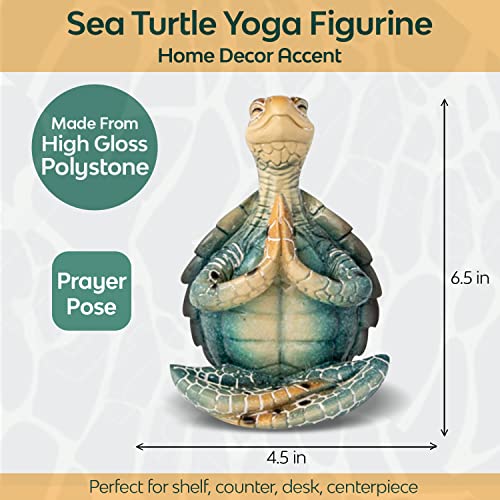 Sea Turtle Yoga Figurine Turtle Meditating Coastal Beach Home Decor 6 1/2 in x 4 1/2 in (Prayer)
