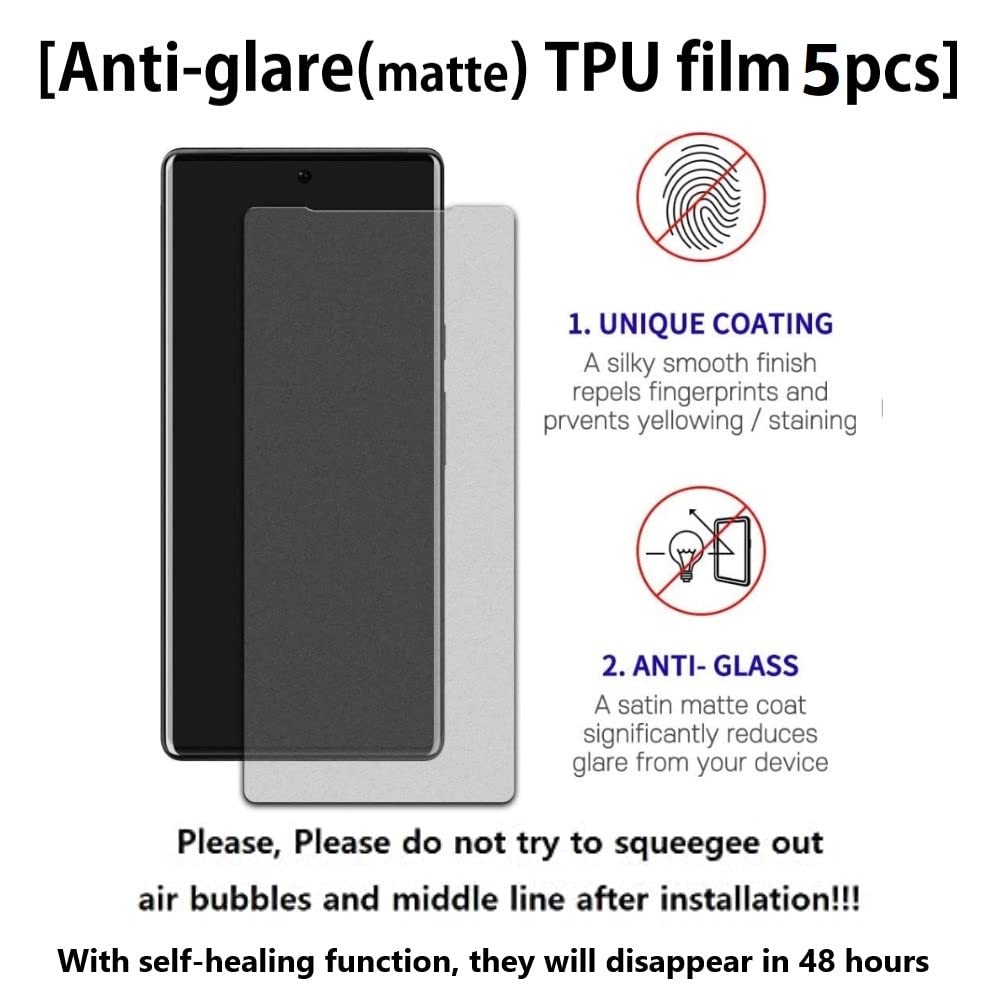 [5+2] 5 Anti-glare(matte) TPU film Screen protector + 2 Lens Protector compatible with [Lenovo] Motorola ThinkPhone 5G 2023 Easy to Install TPU Film screen protector Scratch Resistant [Perfect Fit for