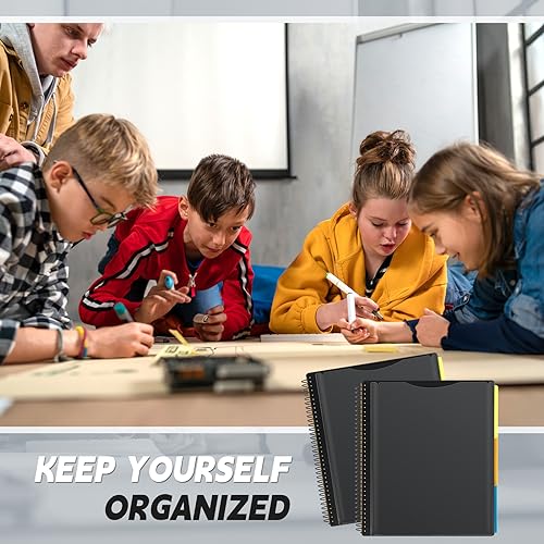 Yeaqee 8 Pack 12 Pocket Spiral Folders Notebook Bulk with Clear Front Pocket, Binder Project Organizer with 6 Dividers and Tab