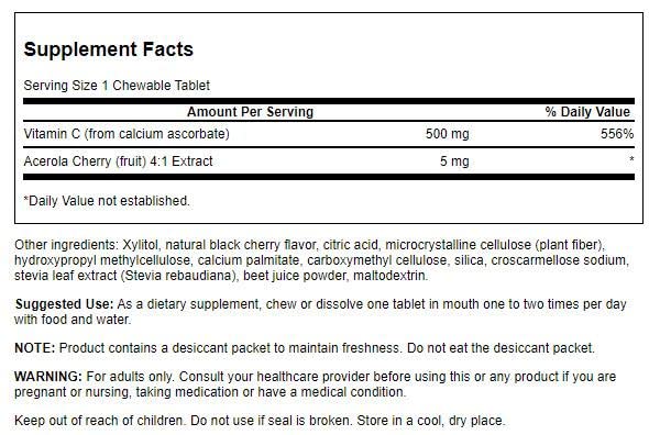 Swanson Sugar-Free Chewable Vitamin C Cherry 60 Chwbls (4 Pack)