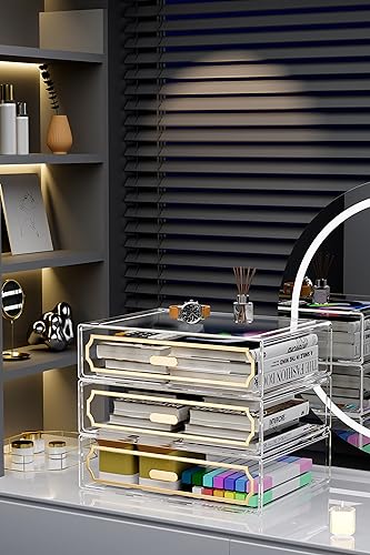 JENSMAR 2 Pack 11" Under Desk Storage Drawer Organizers Self Adhesive Under Storage Drawers Under Table Drawer Self Adhesive Attachable Drawer Slide Out for Home Office School Black and Clear White