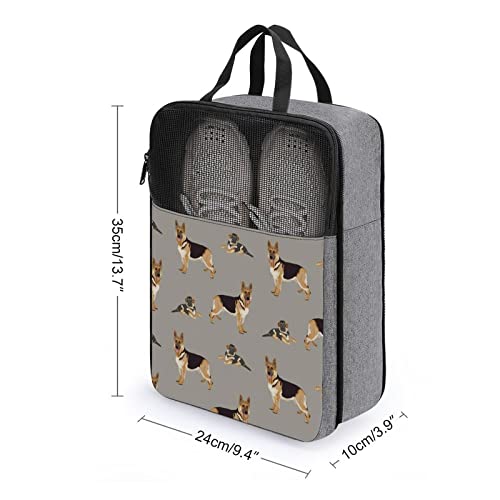 Frcavbin Gray Dog Puppy Travel Shoe Bag Shoes Carrier with Handle and Zipper Foldable Shoe Puches Organizer for Home storage School starts