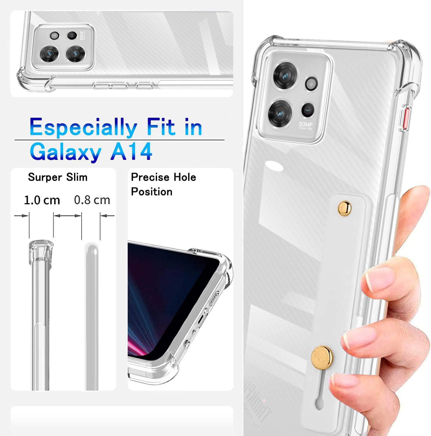 ZHIYIWU Designed for Moto ThinkPhone 5G Phone Case with Wristband Kickstand Ring Stand Clear Holder Kickstand Slim Transparent Soft Silicone TPU Shockproof Anti-Scratch Protective Cover - Clear