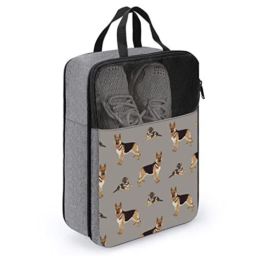 Frcavbin Gray Dog Puppy Travel Shoe Bag Shoes Carrier with Handle and Zipper Foldable Shoe Puches Organizer for Home storage School starts