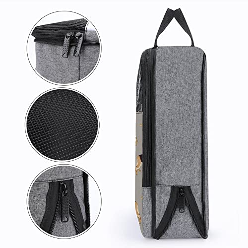 Frcavbin Gray Dog Puppy Travel Shoe Bag Shoes Carrier with Handle and Zipper Foldable Shoe Puches Organizer for Home storage School starts