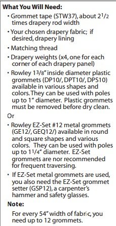 Home Sewing Depot Grommet Tape for Grommet Draperies - 6 Yards - Fits #10 & #12 Grommet