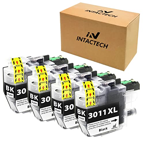 Intactech Compatible Ink Cartridges Replacement for Brother LC3013 LC3011 Black BK for Brother MFC-J491DW MFC-J895DW MFC-J690DW MFC-J497DW Printer (4 Pack)