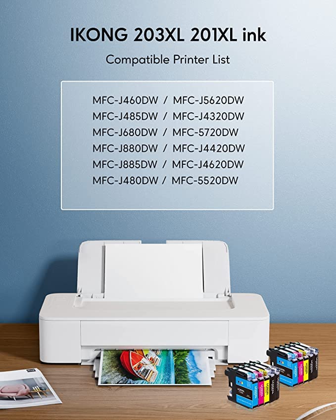 LC203XL Ink Cartridges 10 Pack Compatible for Brother LC203 LC201 High Yield Works with MFC-J880DW MFC-J480DW MFC-J460DW MFC-J4420DW MFC-J485DW MFC-J885DW ( 4 Black, 2 Cyan, 2 Magenta, 2 Yellow)