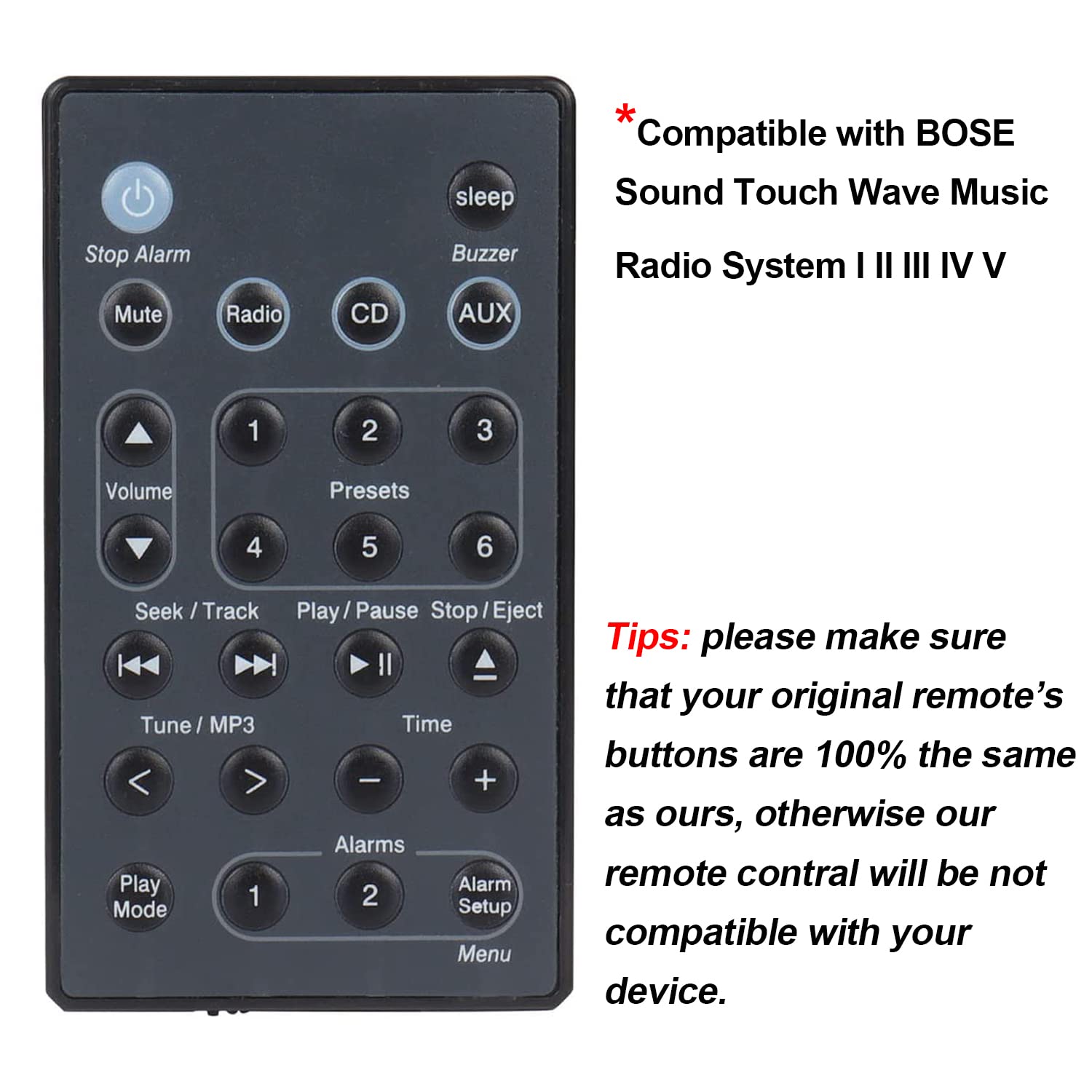 2 pcs New Universal Replacement Remote Control Compatible with Bose Remote Control, Compatible with Bose Sound Touch Wave Music Radio System I II III IV Generation AWRCC1 and AWRCC2 (NO Battery)