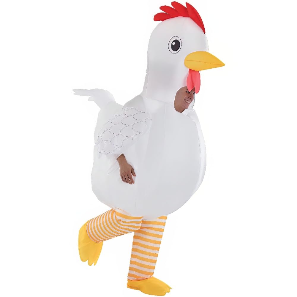 White Chicken Inflatable Plastic Jumpsuit Costume for Adults - 1 Set - Perfect for Parties & Entertainment
