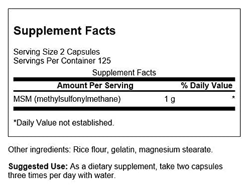 Swanson Msm 500 Milligrams 250 Capsules (2 Pack)