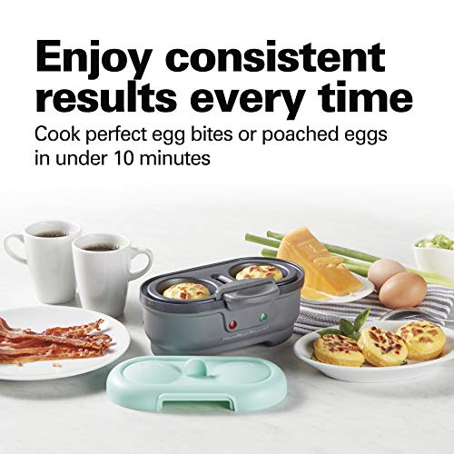 Hamilton Beach Electric Egg Bites Cooker & Poacher with Removable Nonstick Tray Makes 2 in Under 10 Minutes, Teal (25506)