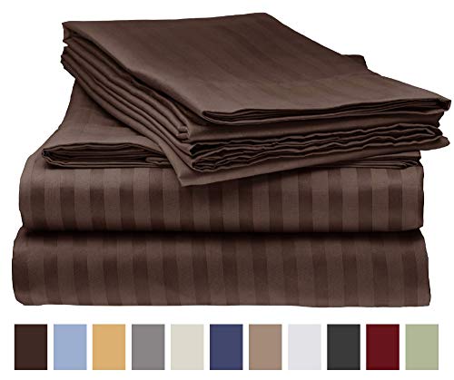 Cotton Home Depot Queen Collection Bed Sheet Set 14 Inch Deep Pocket 4-Piece Bedding Set - Wrinkle, Stain, Fade Resistant - Chocolate Brown