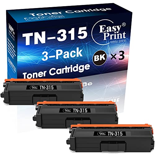 EASYPRINT (3-Black Pack) Compatible Cyan TN315 Toner Cartridge TN-315 Used for Brother HL-4140CN/ 4150CDN/ 4570CDWT/ 4570CDW, MFC-9460CDN/ 9465CDN/ 9560CDN/ 9970CDN, DCP-9055CDN/ 9270CDN Printers